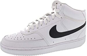 nike men's court vision mid sneaker, white/blackwhite, 9 regular us