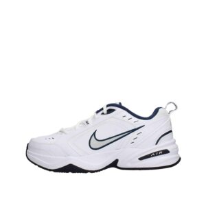 nike men's air monarch iv cross trainer, white/metallic silver/midnight navy, 11.0 regular us