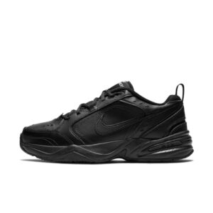 nike men's air monarch iv cross trainer, black/black, 10.5 4e us