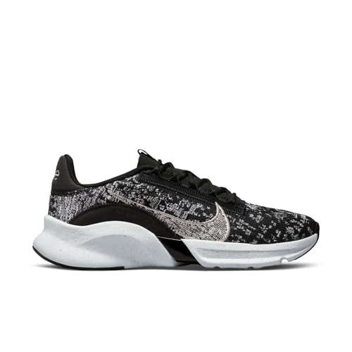 Nike Women's SuperRep Go 3 Next Nature Training Shoes, Black Metallic Silver White, 8