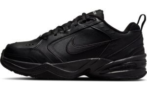 nike men's air monarch iv cross trainer, black/black, 8.5 x-wide us