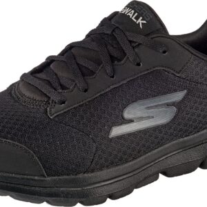 Skechers mens Gowalk 5 Qualify - Athletic Mesh Lace Up Performance Walking Shoe Sneaker, Black, 12 US