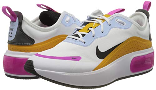 NIKE Women's Sneaker Running Shoe, White Black Pollen Rise Hydrogen Blue, 8 US