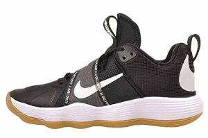 nike women's react hyperset volleyball shoe, ci2956-010 (black/white/gum light brown, 8)