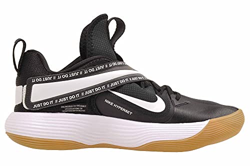 Nike Women's React Hyperset Volleyball Shoe, CI2956-010 (Black/White/Gum Light Brown, 8)