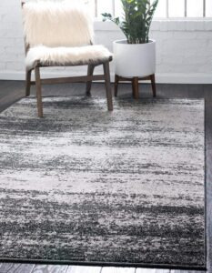 unique loom del mar collection area rug - lucille (9'x 12' rectangle, dark gray/ ivory)