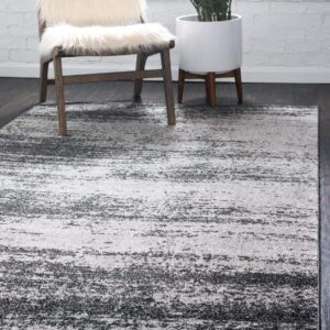 Unique Loom Del Mar Collection Area Rug - Lucille (9'x 12' Rectangle, Dark Gray/ Ivory)