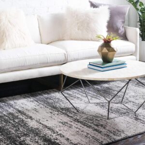 Unique Loom Del Mar Collection Area Rug - Lucille (9'x 12' Rectangle, Dark Gray/ Ivory)