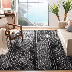 safavieh adirondack collection area rug - 9' x 12', black & silver, moroccan boho distressed design, non-shedding & easy care, ideal for high traffic areas in living room, bedroom (adr111c)