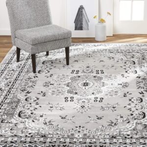 home dynamix premium sakarya traditional medallion border area rug, gray, 7'8"x10'7" rectangle