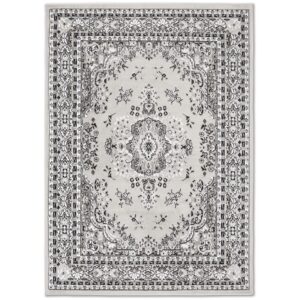 Home Dynamix Premium Sakarya Traditional Medallion Border Area Rug, Gray, 7'8"x10'7" Rectangle