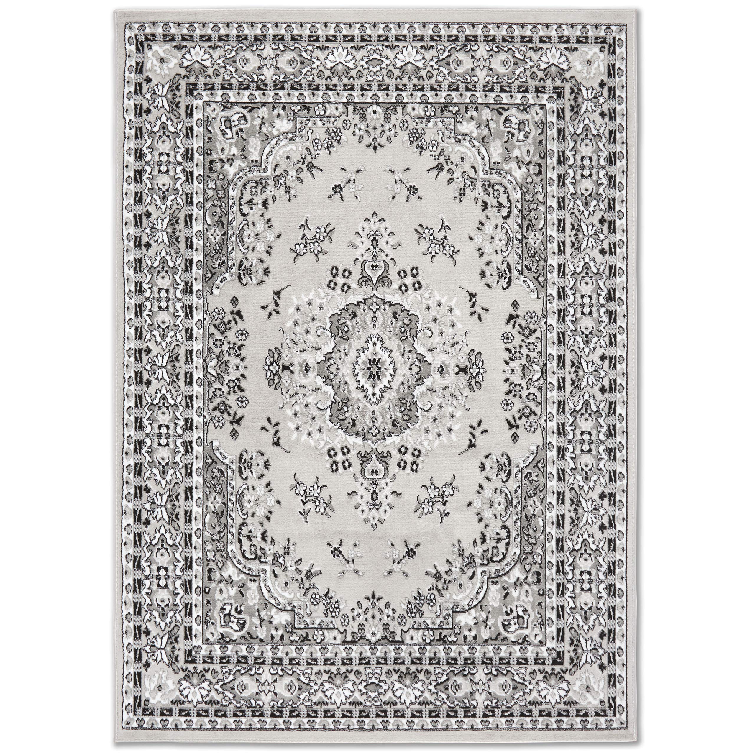 Home Dynamix Premium Sakarya Traditional Medallion Border Area Rug, Gray, 7'8"x10'7" Rectangle