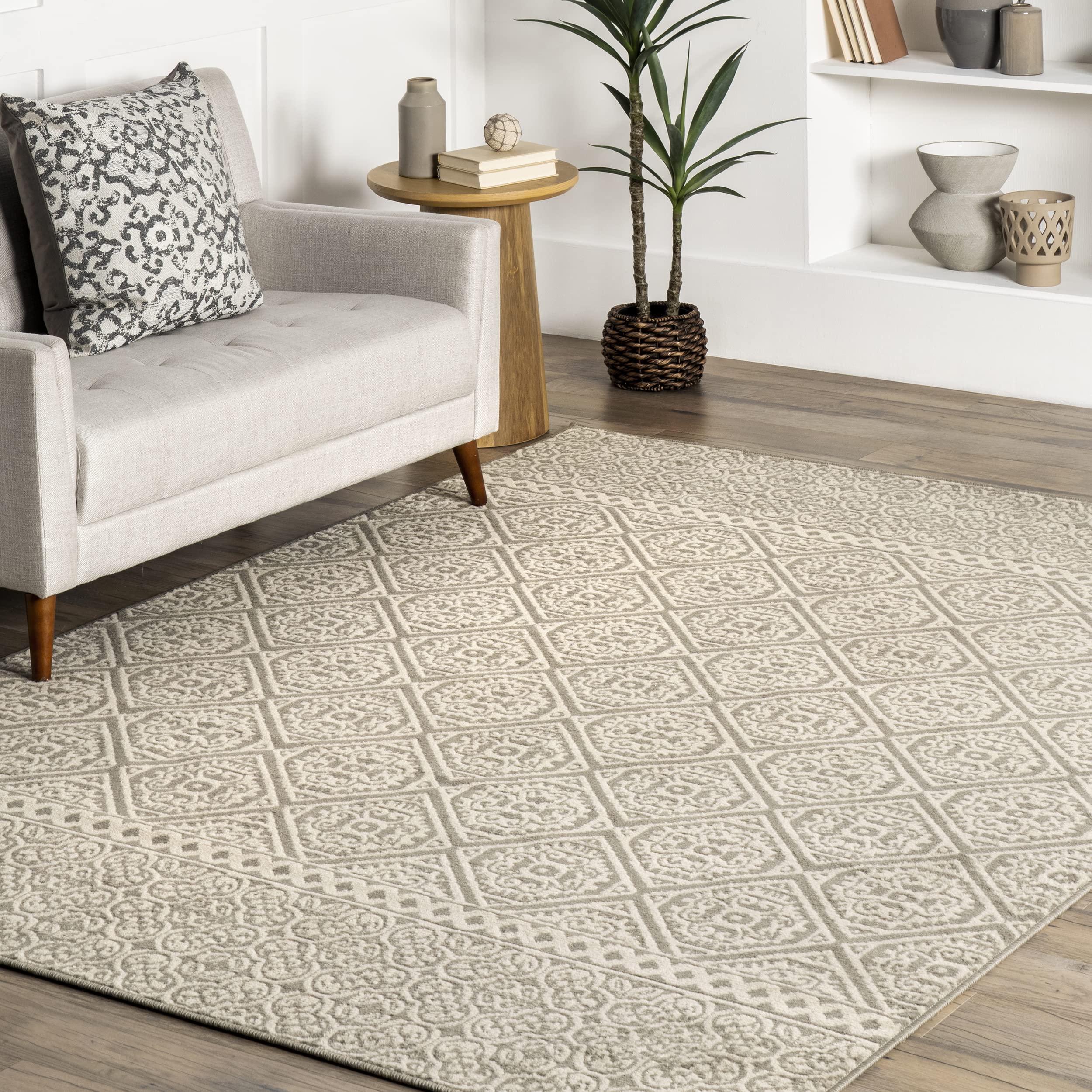 nuLOOM Transitional Floral Jeanette Area Rug, 9x12, Grey