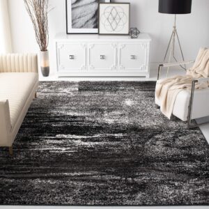 safavieh adirondack collection area rug - 10' x 14', silver & black, modern abstract design, non-shedding & easy care, ideal for high traffic areas in living room, bedroom (adr112a)