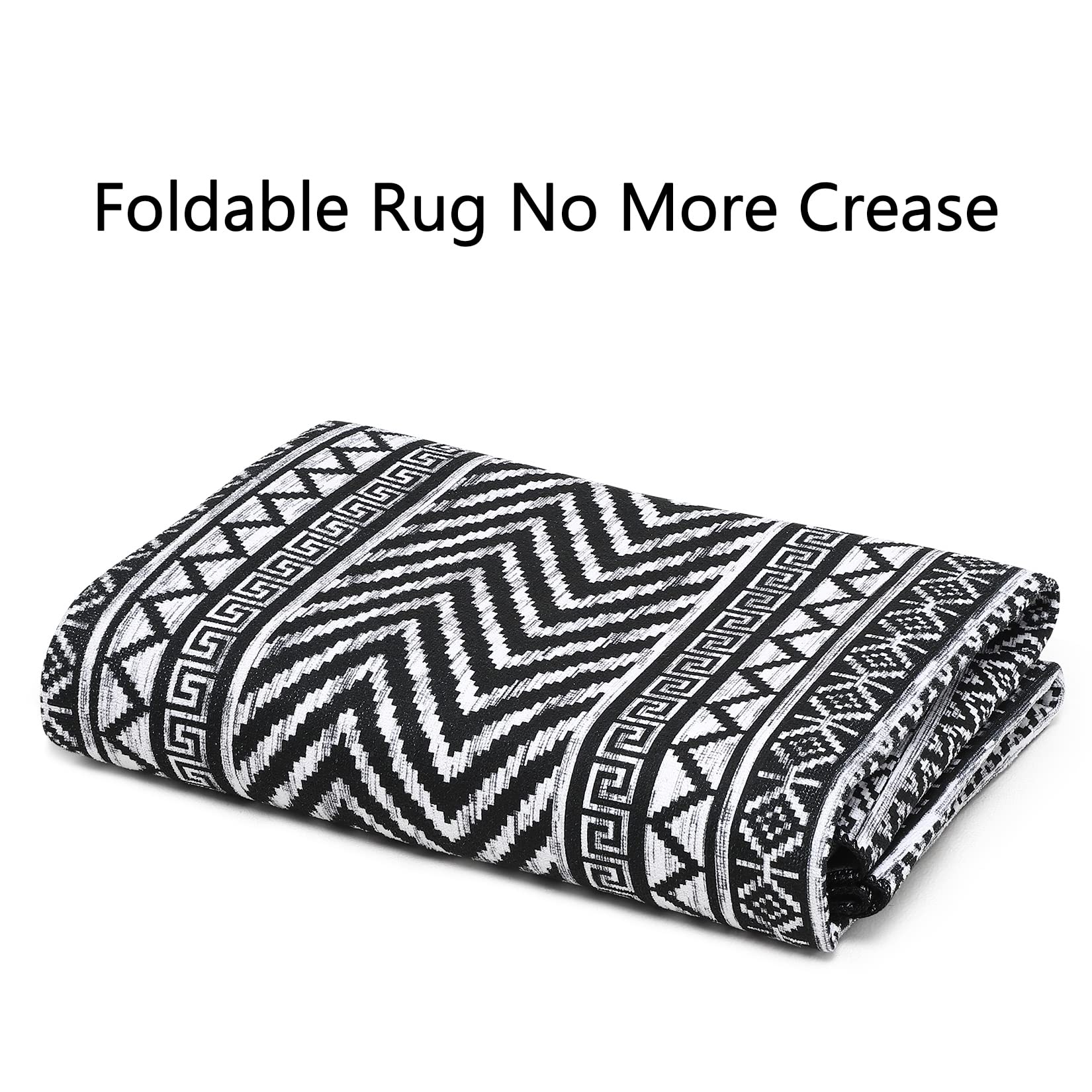 JOLENE.K Washable Rug 9x12 Rug Boho Rugs for Living Room Non Slip Large Rug Geometric Bohemian Modern Abastract Carpet Stain Resistant Bath Mat Office, Black