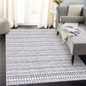 cozyloom large area rug 9x12 modern geometric floor cover non-slip washable living room rug boho indoor non-shedding area rug bedroom home office kitchen dining room throw carpet light grey