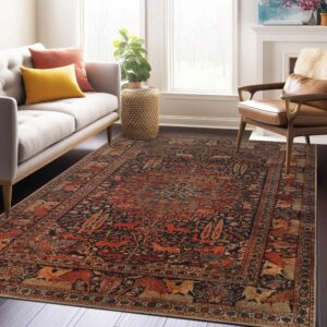 superior large indoor area rug, modern floor decor for living/dining, bedroom, kitchen, office, entry, flat-weave, medallion, wildlife, cotton backing, copley collection, 10' x 14', brown