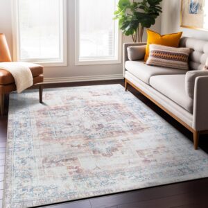 rugshop bohemian distressed stain resistant flat weave eco friendly premium recycled machine washable area rug 10'x14' rust