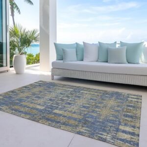 Addison Rugs Chantille ACN580 Blue 9' x 12' Indoor Outdoor Area Rug, Easy Clean, Machine Washable, Non Shedding, Bedroom, Living Room, Dining Room, Kitchen, Patio Rug