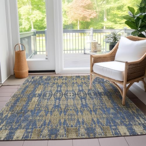 Addison Rugs Chantille ACN580 Blue 9' x 12' Indoor Outdoor Area Rug, Easy Clean, Machine Washable, Non Shedding, Bedroom, Living Room, Dining Room, Kitchen, Patio Rug