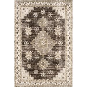 Rugs USA x Lauren Liess Clovebud Geometric Machine Washable Area Rug, 9x12, Brown