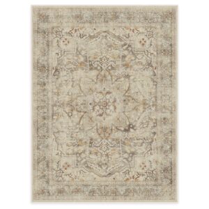 ruggable sarrah - machine washable rug - elegant room decor and vintage area rug perfect for living room bedroom kitchen - stain & water resistant - pet & child friendly - hazel 9'x12' (standard pad)