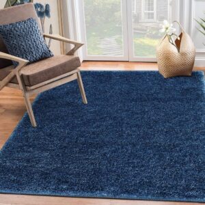 westloom area rug 9x12 indoor modern plush area rugsolid shag area rug non slip non shedding thick rug for living room bedroom home decor, navy