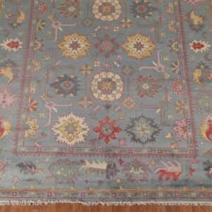 Transitional Collection 9 x 12 Oushak Area Rug, Floral/Geometric Wool Carpet for Home Décor, Living Room, Dining Room, and Bedroom