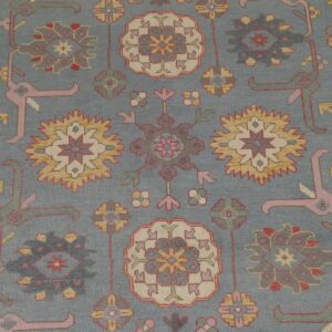 Transitional Collection 9 x 12 Oushak Area Rug, Floral/Geometric Wool Carpet for Home Décor, Living Room, Dining Room, and Bedroom