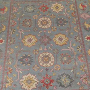 Transitional Collection 9 x 12 Oushak Area Rug, Floral/Geometric Wool Carpet for Home Décor, Living Room, Dining Room, and Bedroom