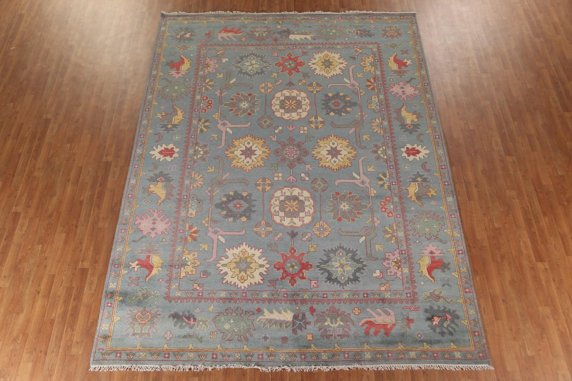 Transitional Collection 9 x 12 Oushak Area Rug, Floral/Geometric Wool Carpet for Home Décor, Living Room, Dining Room, and Bedroom