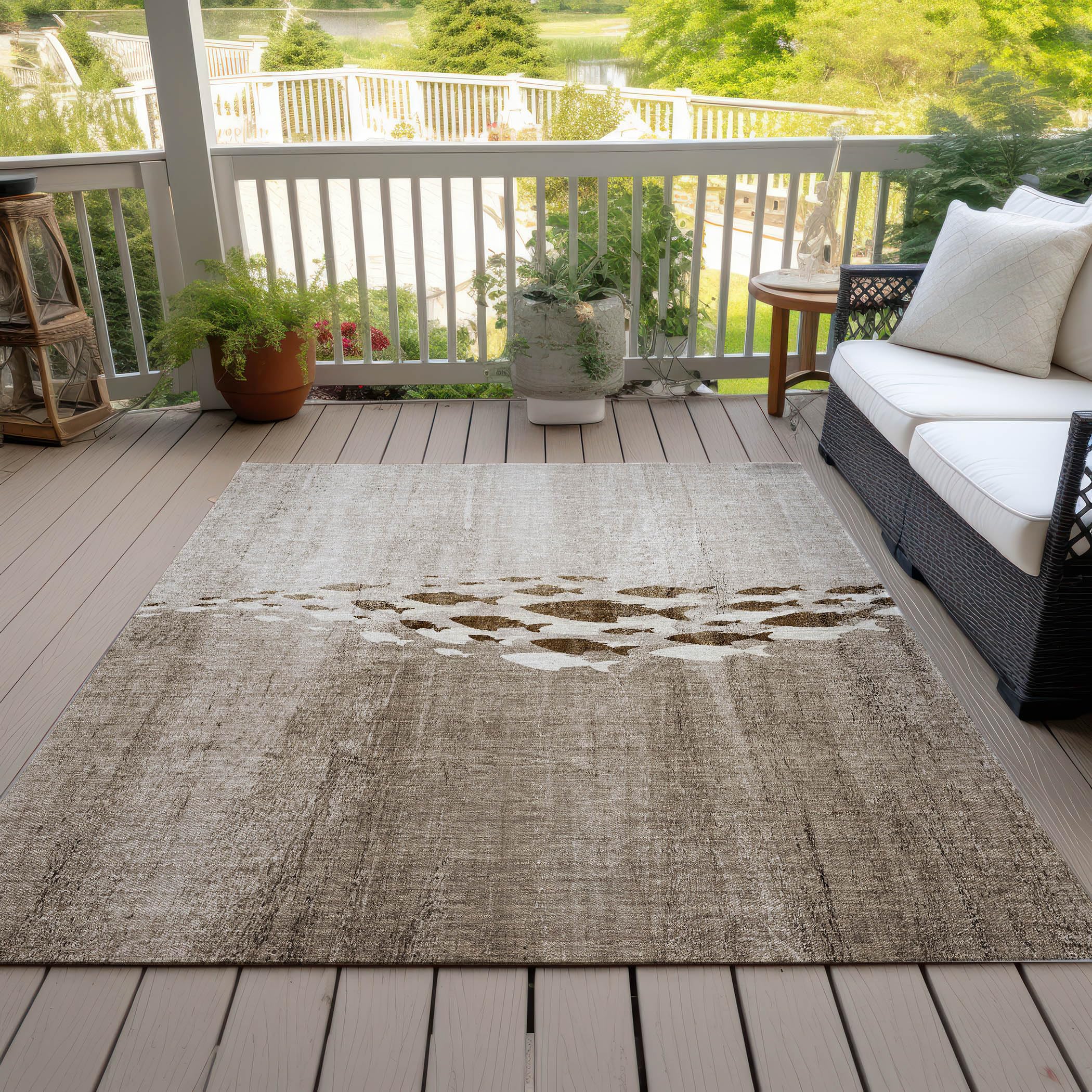 Addison Rugs Chantille ACN627 Taupe 9' x 12' Indoor Outdoor Area Rug, Easy Clean, Machine Washable, Non Shedding, Bedroom, Living Room, Dining Room, Kitchen, Patio Rug