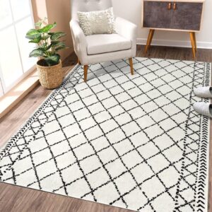 gaomon area rug 9x12 modern geometric indoor carpet contemporary lines plush floor cover non-slip thicken floor carpet for living room bedroom home office retro accent rug non-shedding vintage rug