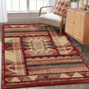 cozyloom 9x12 area rug vintage tribal distressed rug bohemian farmhouse rustic geometric rug non slip non-shedding low pile accent rug indoor fluffy boho carpet for living room bedroom home office