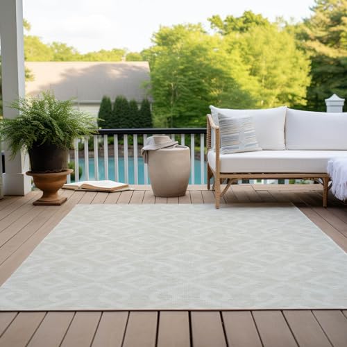 Addison Rugs Chantille ACN621 Ivory 9' x 12' Indoor Outdoor Area Rug, Easy Clean, Machine Washable, Non Shedding, Bedroom, Living Room, Dining Room, Kitchen, Patio Rug