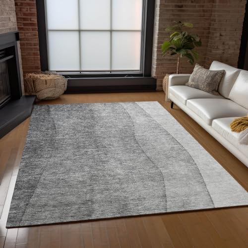 Addison Rugs Chantille ACN625 Gray 9' x 12' Indoor Outdoor Area Rug, Easy Clean, Machine Washable, Non Shedding, Bedroom, Living Room, Dining Room, Kitchen, Patio Rug