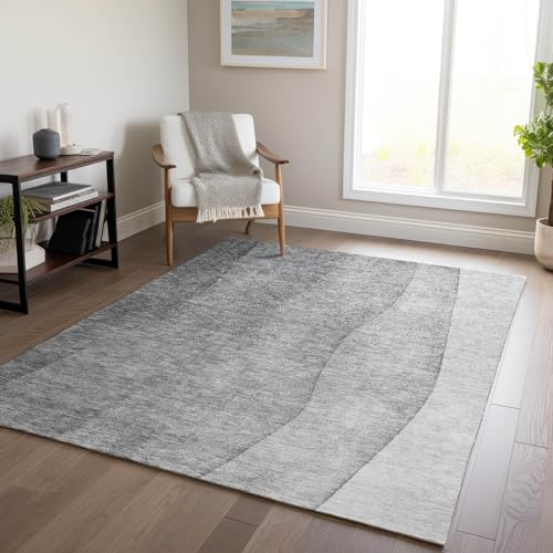 Addison Rugs Chantille ACN625 Gray 9' x 12' Indoor Outdoor Area Rug, Easy Clean, Machine Washable, Non Shedding, Bedroom, Living Room, Dining Room, Kitchen, Patio Rug