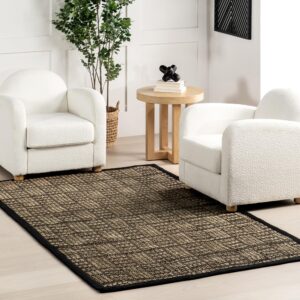 nuloom armani geometric seagrass area rug, 9x12, black