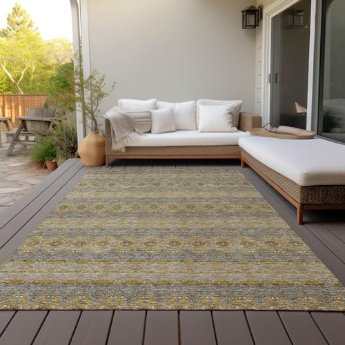 Addison Rugs Chantille ACN615 Gold 9' x 12' Indoor Outdoor Area Rug, Easy Clean, Machine Washable, Non Shedding, Bedroom, Living Room, Dining Room, Kitchen, Patio Rug