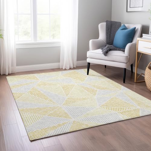 Addison Rugs Chantille ACN618 Gold 9' x 12' Indoor Outdoor Area Rug, Easy Clean, Machine Washable, Non Shedding, Bedroom, Living Room, Dining Room, Kitchen, Patio Rug