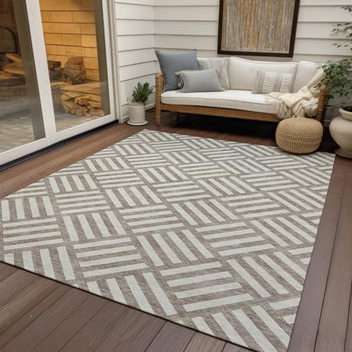 Addison Rugs Chantille ACN620 Taupe 9' x 12' Indoor Outdoor Area Rug, Easy Clean, Machine Washable, Non Shedding, Bedroom, Living Room, Dining Room, Kitchen, Patio Rug