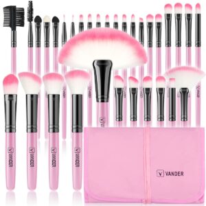 makeup brushes, vander 32pcs professional soft synthetic kabuki cosmetic eyebrow shadow makeup brush set kit