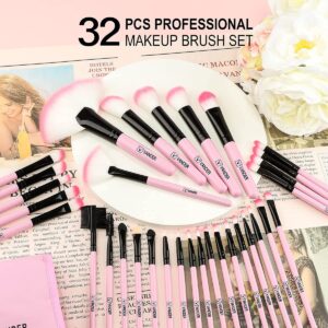 Makeup Brushes, VANDER 32pcs Professional Soft Synthetic Kabuki Cosmetic Eyebrow Shadow Makeup Brush Set Kit