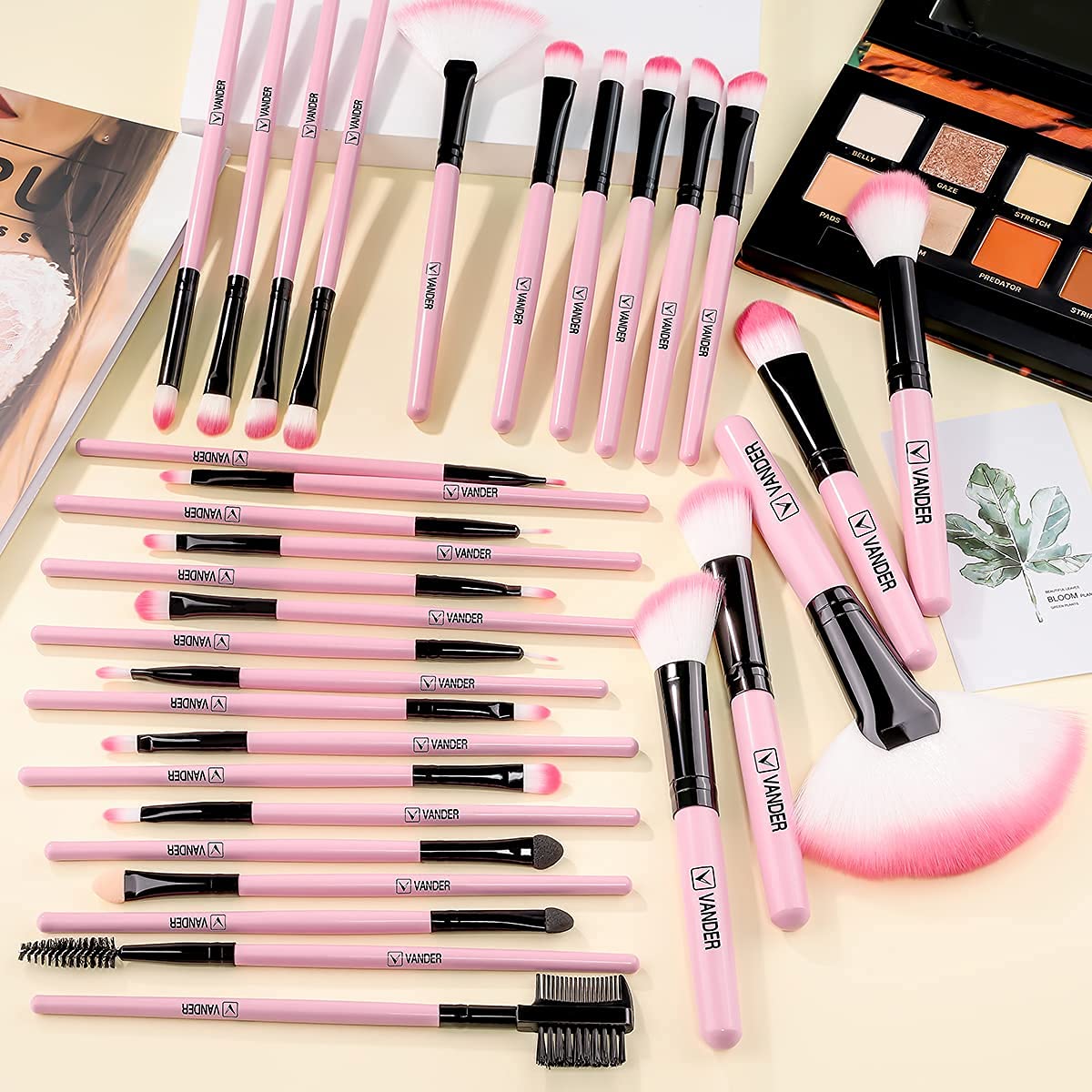 Makeup Brushes, VANDER 32pcs Professional Soft Synthetic Kabuki Cosmetic Eyebrow Shadow Makeup Brush Set Kit