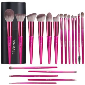 bs-mall makeup brush set 18 pcs premium synthetic foundation powder concealers eye shadows blush makeup brushes with black case