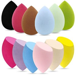 12 pieces professional makeup sponge set,latex free flawless soft setting face puffs,multicolor beauty blender cosmetic applicator for powder,liquid,facial makeup tools