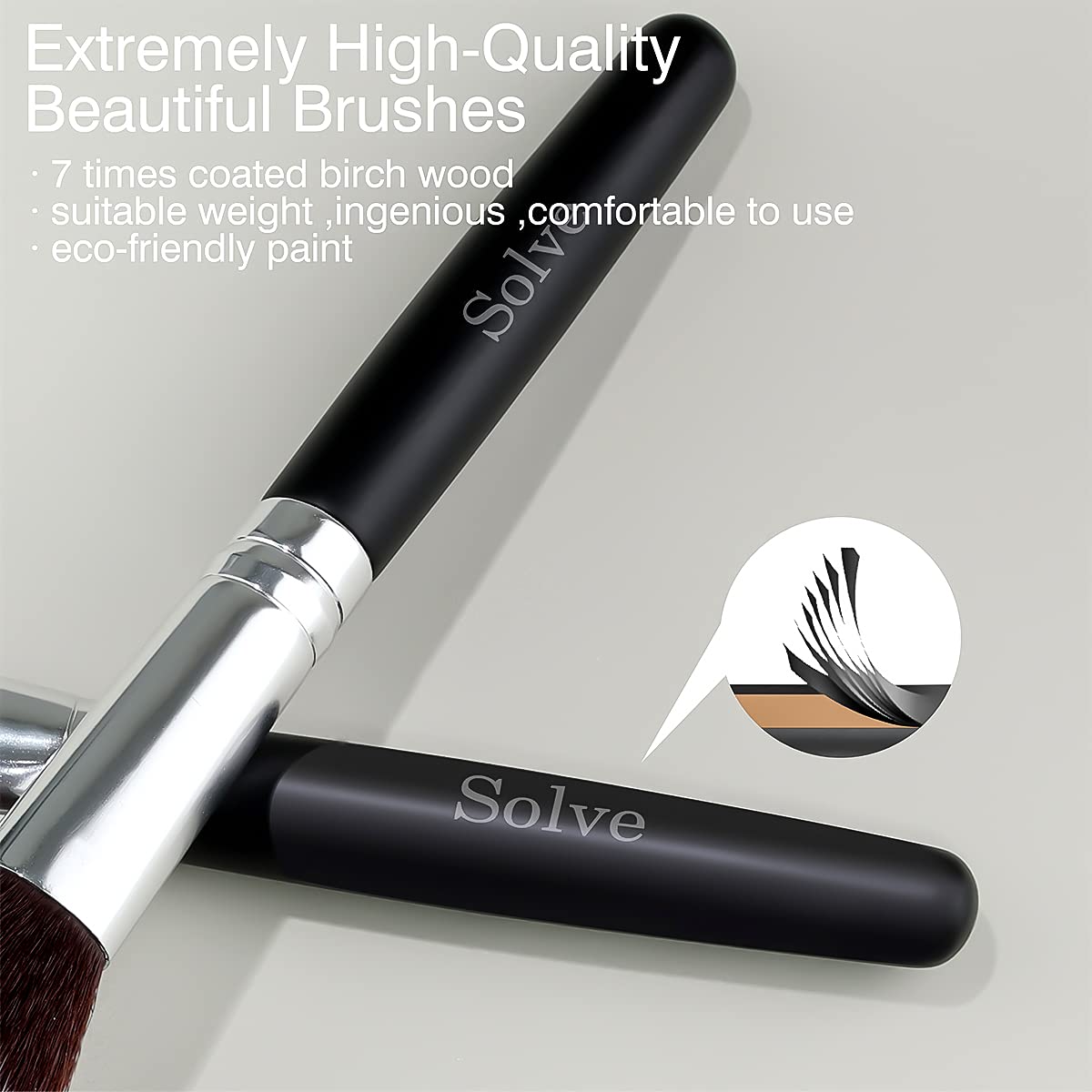 Makeup Brush Set, SOLVE 32 Pieces Professional Makeup Brushes Wooden Handle Cosmetics Brushes Foundation Concealer Powder Face Eye Make up Brushes Kit, Black