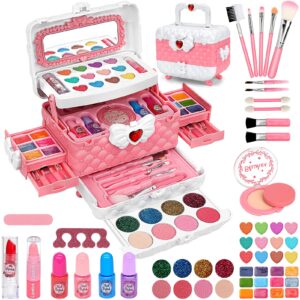 kids makeup kit for girl toys, washable real girl makeup kit little princess girls toys, children pretend play make up set kids toys for 3-10 year old girl christmas birthday gift