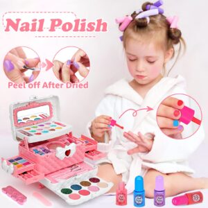 Kids Makeup Kit for Girl Toys, Washable Real Girl Makeup Kit Little Princess Girls Toys, Children Pretend Play Make up Set Kids Toys for 3-10 Year Old Girl Christmas Birthday Gift