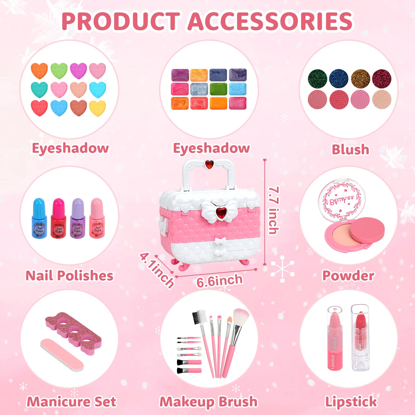 Kids Makeup Kit for Girl Toys, Washable Real Girl Makeup Kit Little Princess Girls Toys, Children Pretend Play Make up Set Kids Toys for 3-10 Year Old Girl Christmas Birthday Gift